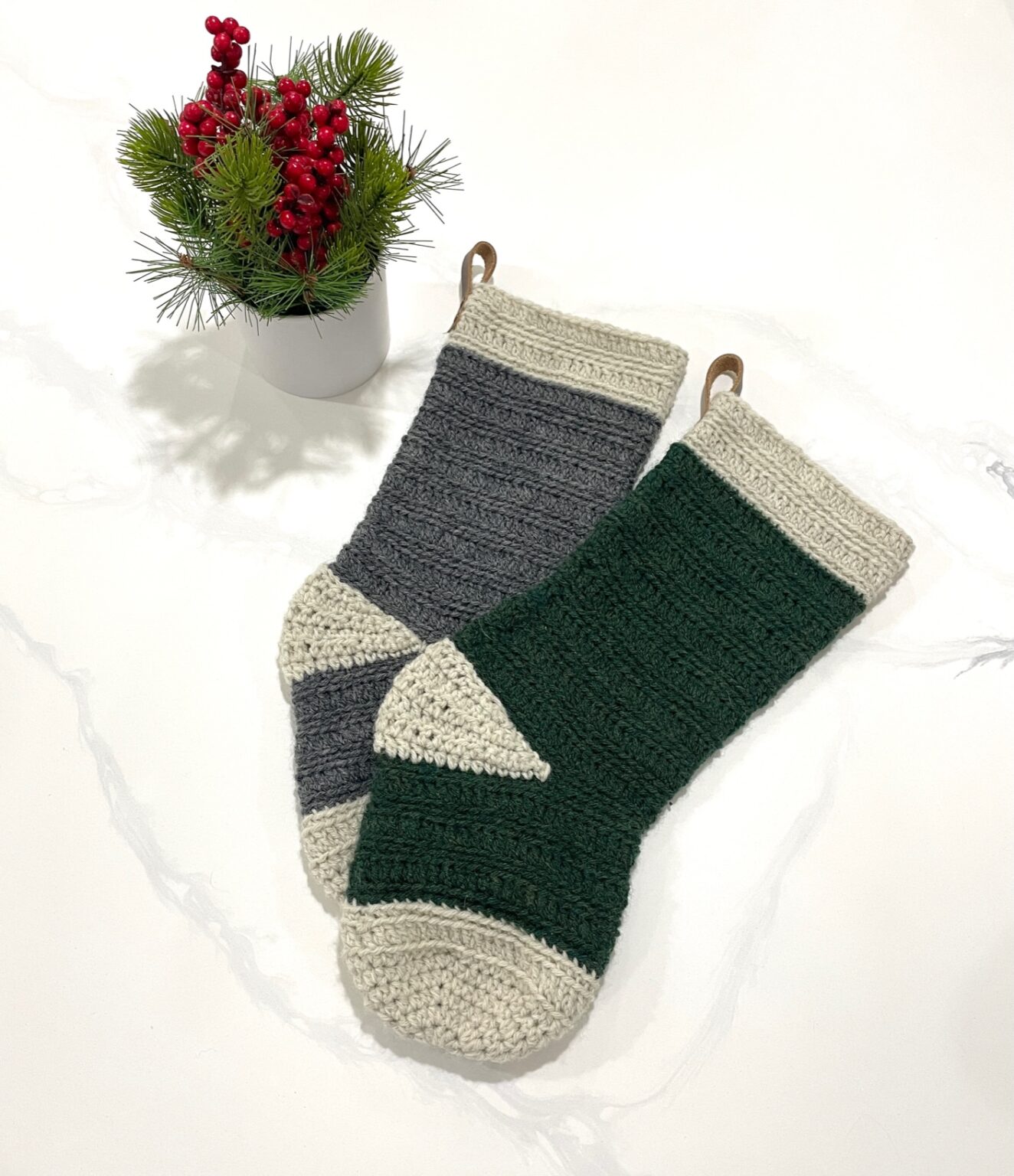 Farmhouse Christmas Crochet Stocking - The Hyper Hook