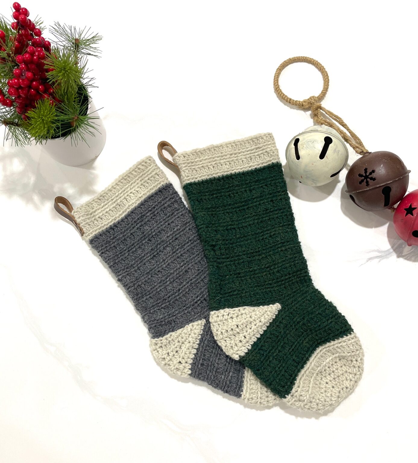 Farmhouse Christmas Crochet Stocking - The Hyper Hook