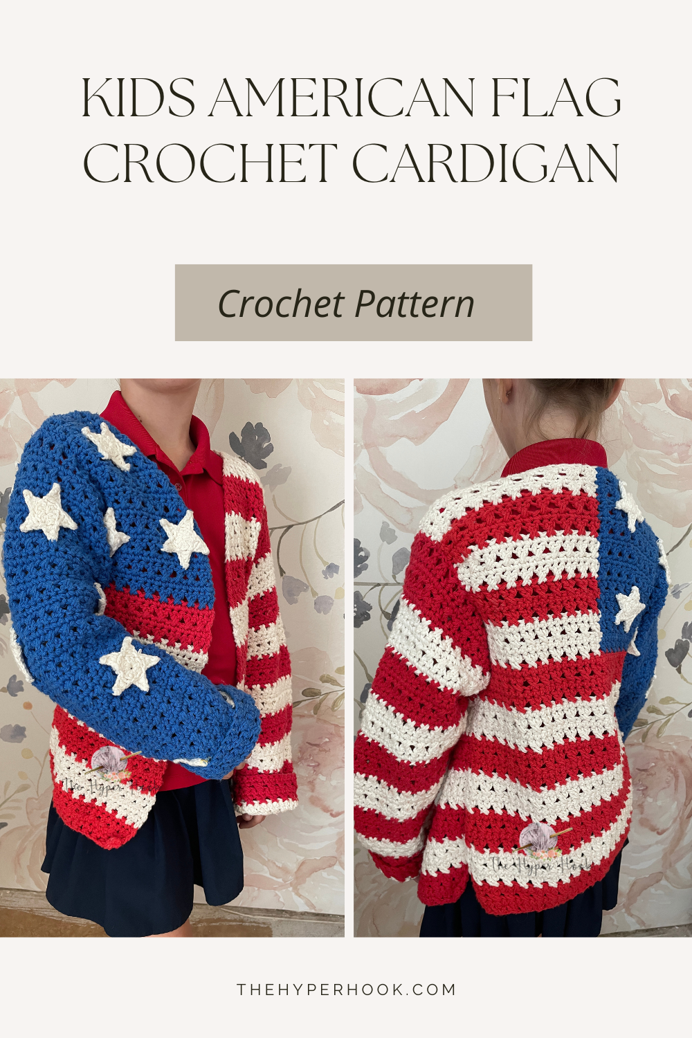 American Flag Cardigan Crochet Pattern for Children - The Hyper Hook